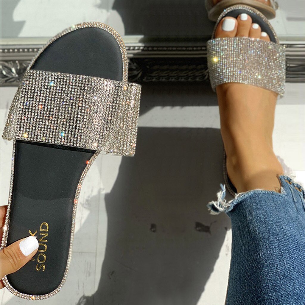 Vrouwen Sandalen Kristal Romeinse Platte Slippers ... – Grandado