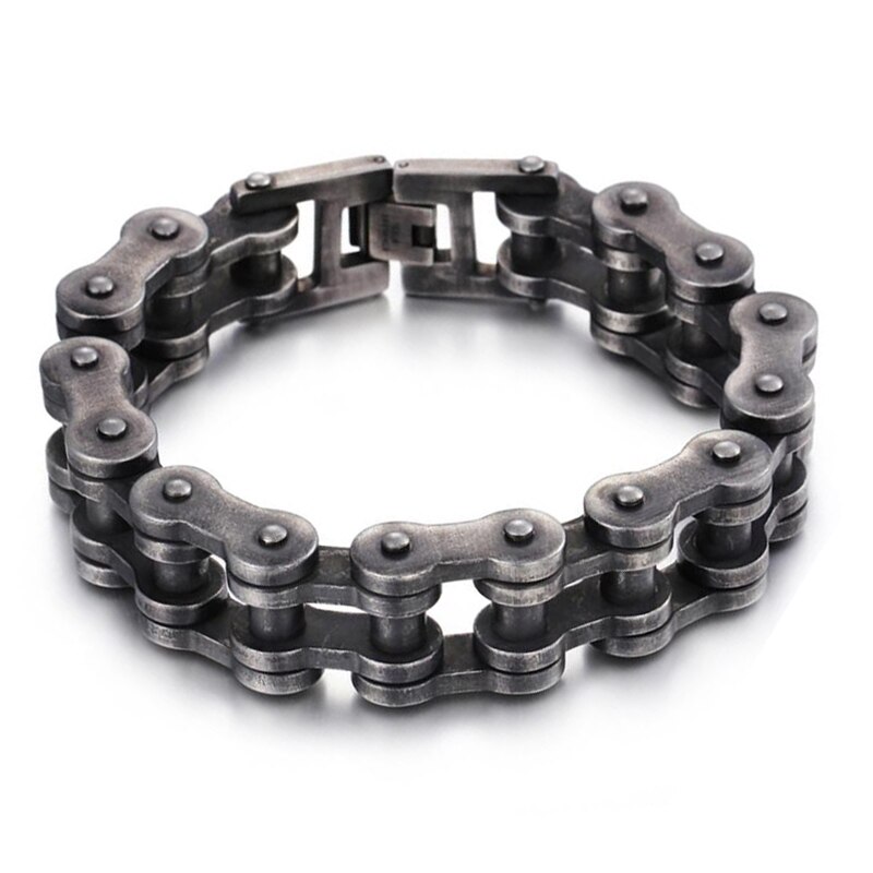 18mm/22mm Heavy Black Bike Bracelet Matte Stainles... – Grandado