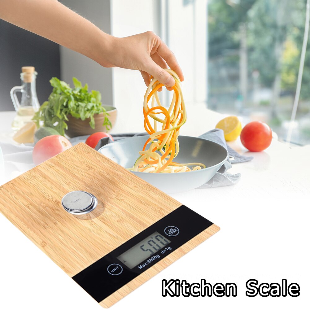 Bamboo Wood Scale Kitchen Measuring Digital Scales... – Vicedeal