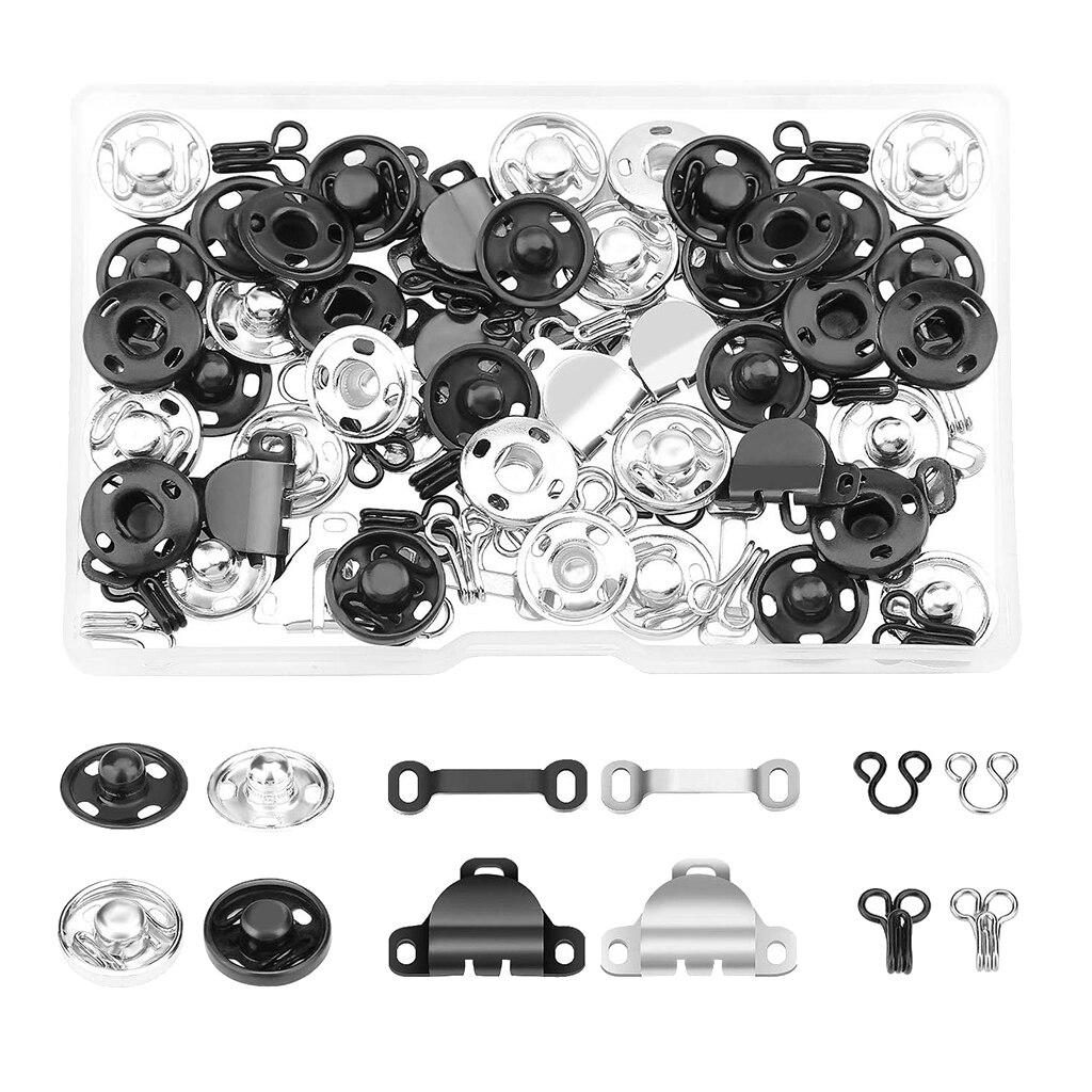 50Pcs Hooks Eyes Sewing Hook Eye Sew-on Snaps Butt... – Grandado