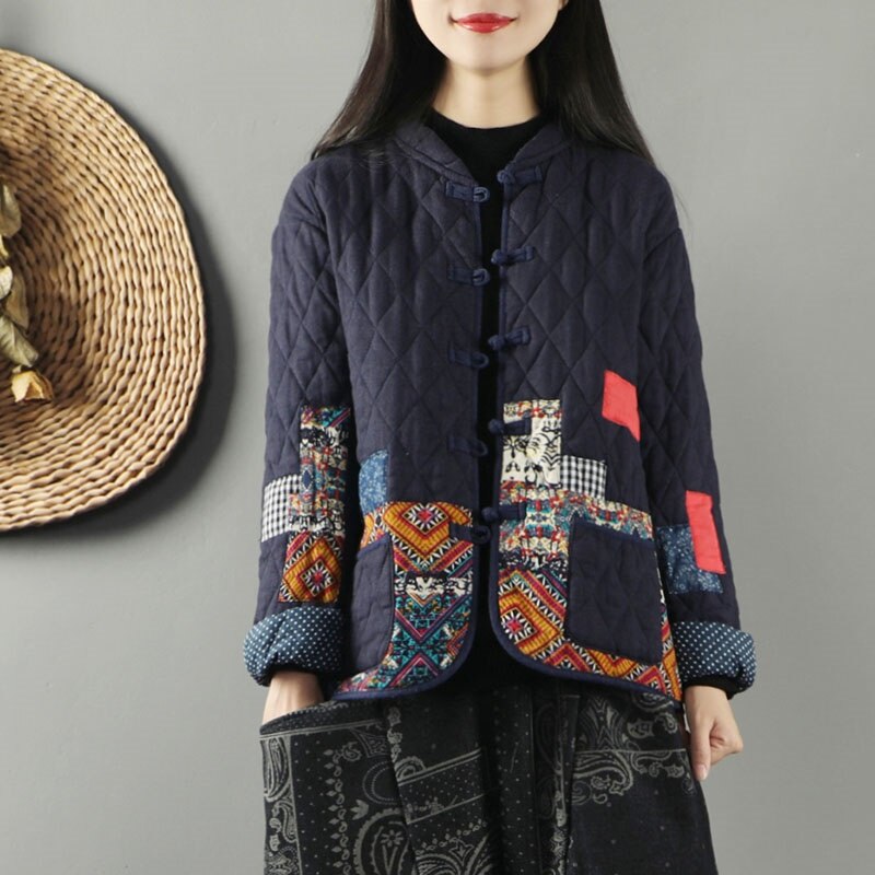 Chinese Cheongsam Tops Winter Parkas Coats Button ... – Grandado