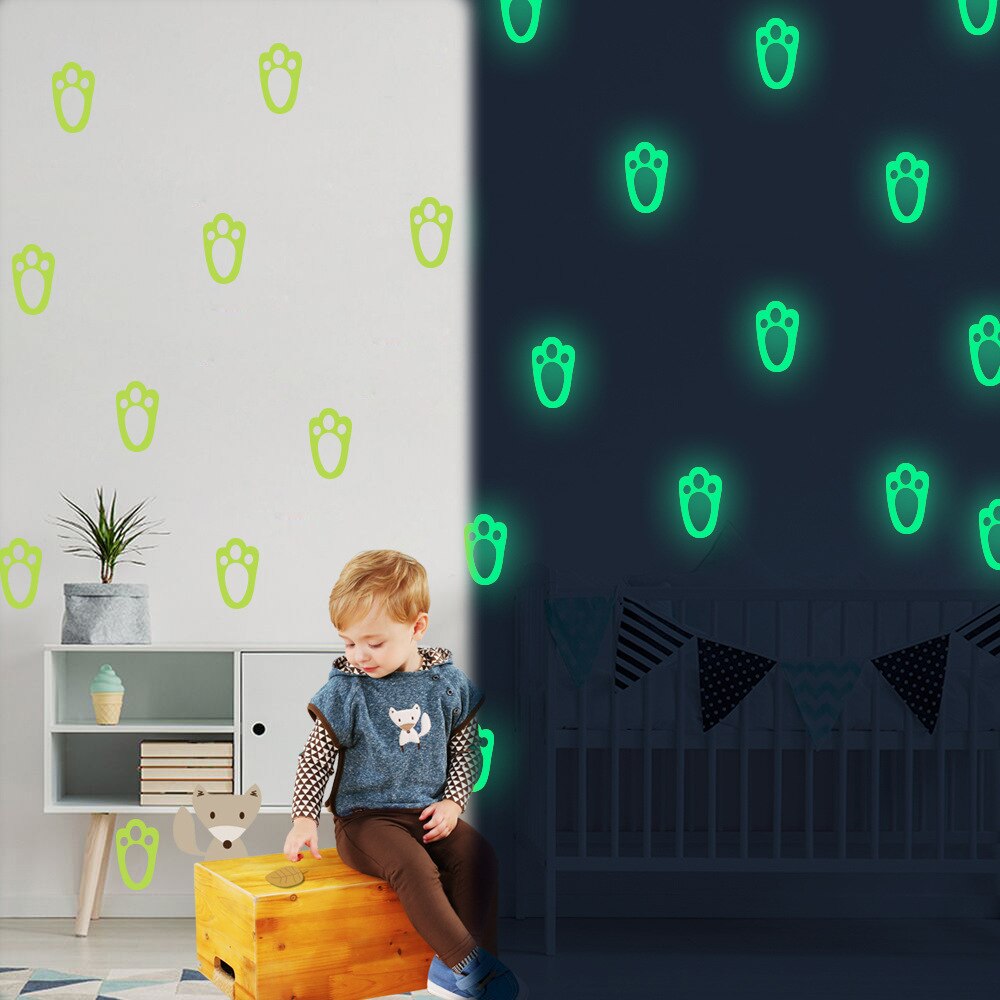 Vacclo Easter Bunny Footprints Luminous Wall Stick... – Grandado