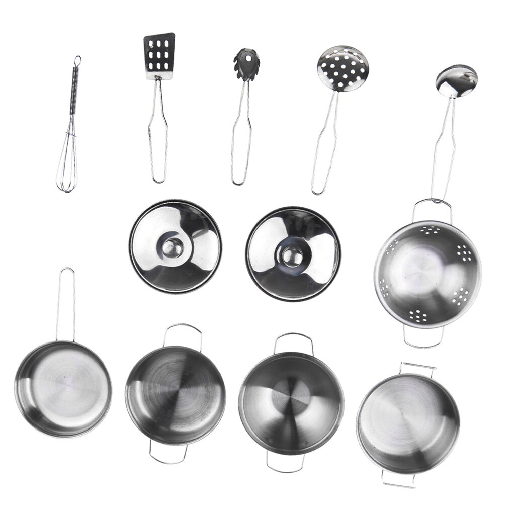 Kids Kitchen Cookware Playset C (12pcs, Stainless ... – Grandado