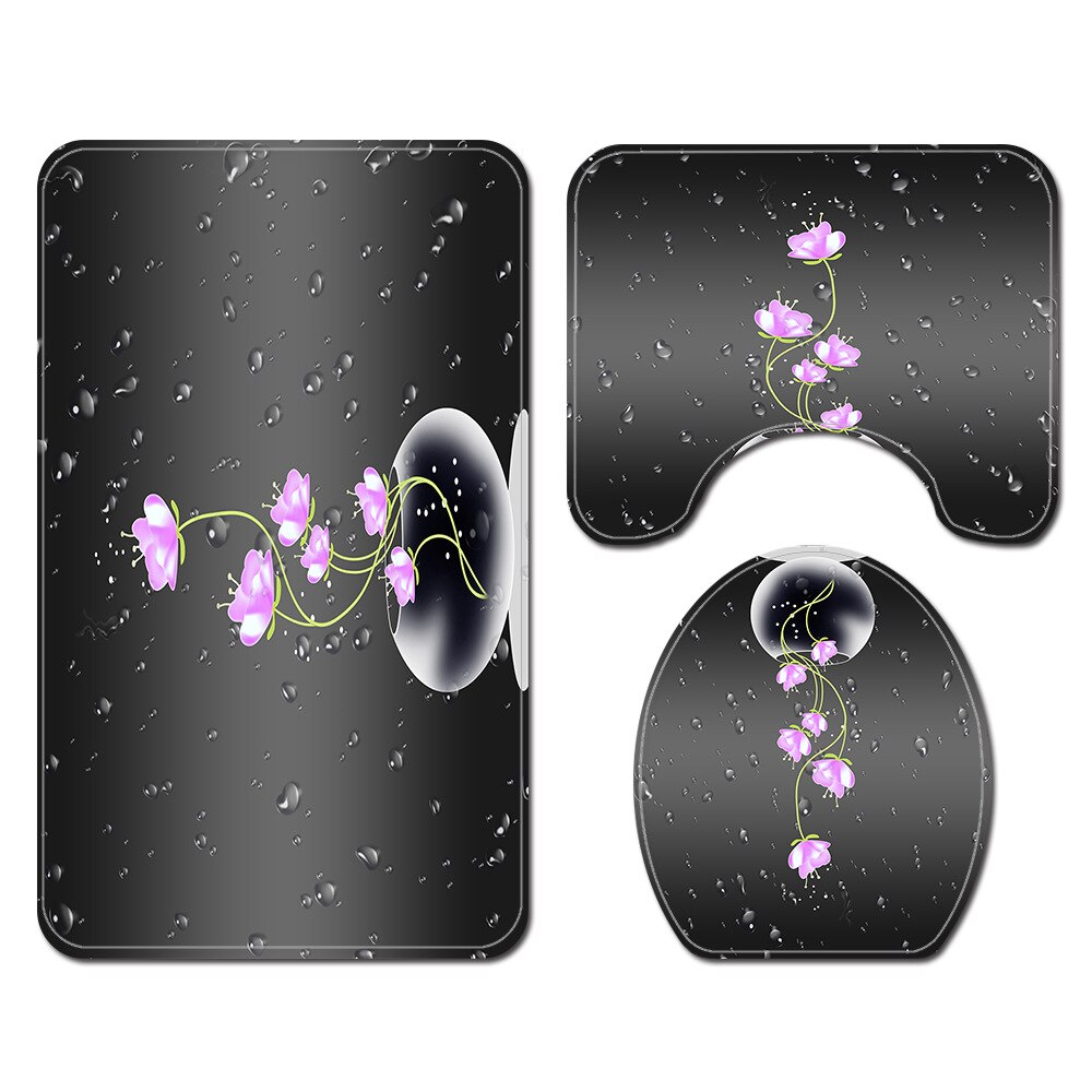 Floral Print Bath Mat and Waterproof Shower Curtai... – Grandado