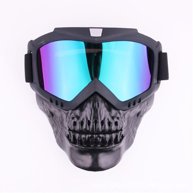 Cool skull motorcycle face Mask with Goggles Detachable modular Goggles ...