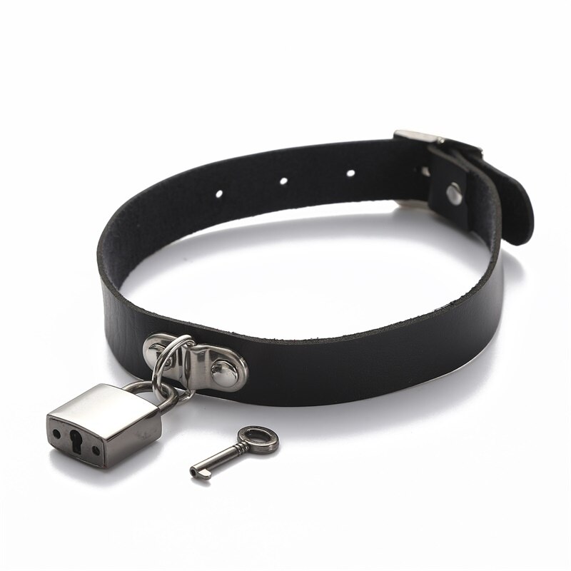 Cool Lock choker collar women black gothic padlock... – Grandado