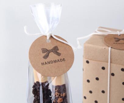 Donyamy 100 stk dia 4cm runde kraft label diy håndlavet tak kærlighed ...