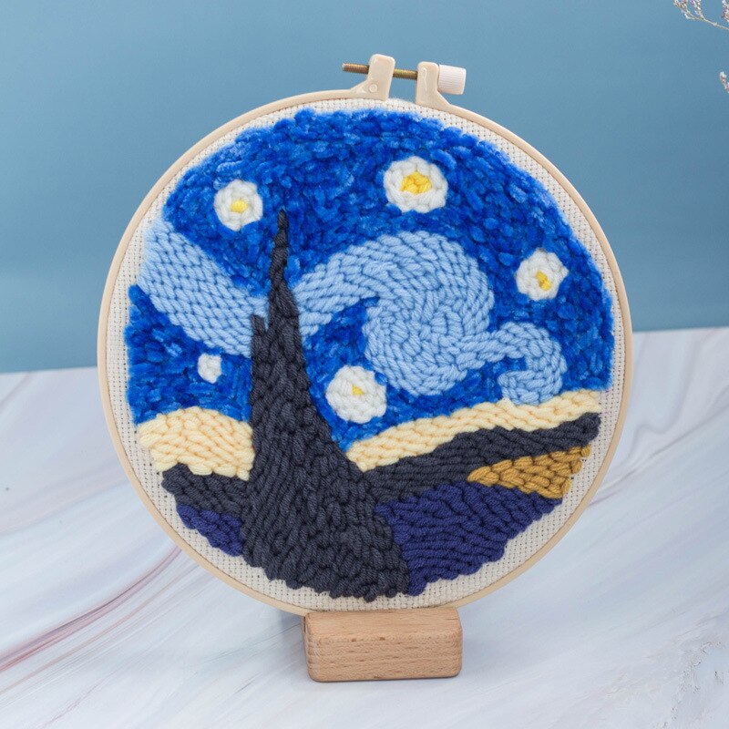 Van Gogh starry sky Easy Punch Needle Embroidery K... – Grandado