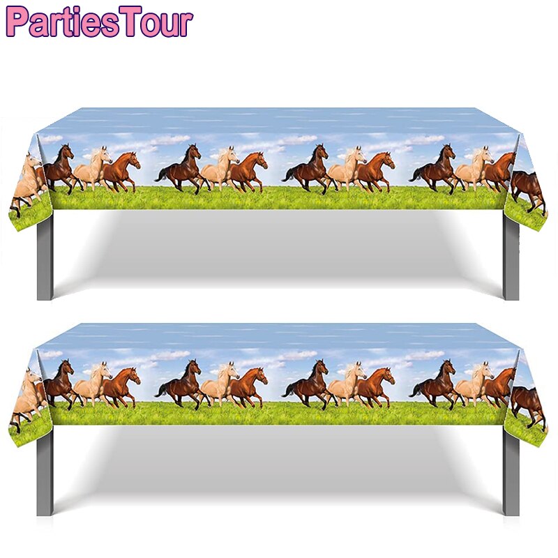 2 Stuks 51X87 ''Wilde Paard Plastic Tafelk... – Grandado