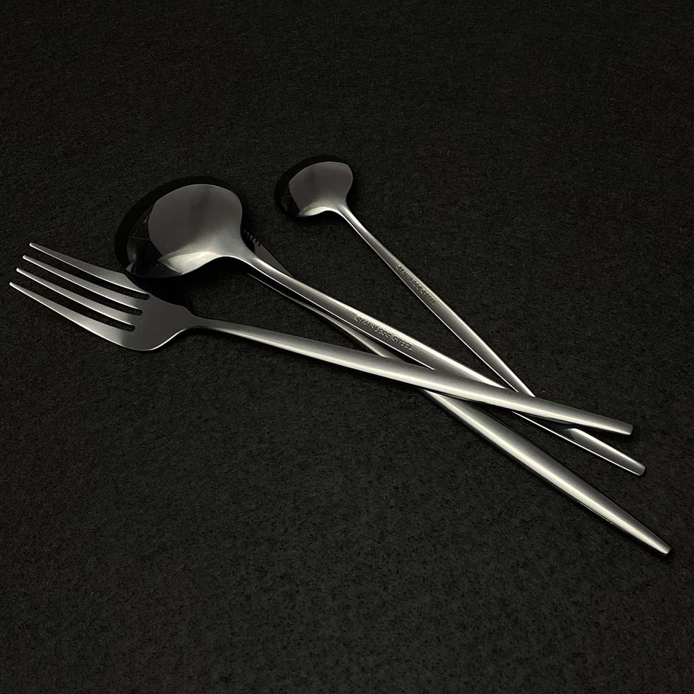 Black Flatware Set Stainless Steel 24Pcs Dinnerwar... – Grandado