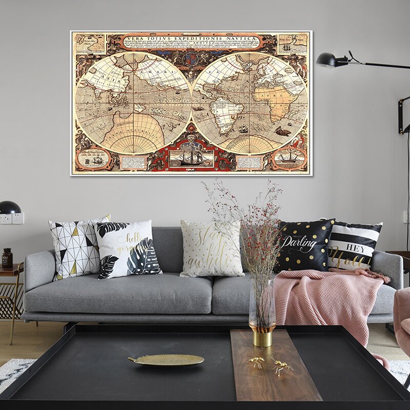 150*90cm The World Map Poster Non-woven Canvas Pai... – Grandado