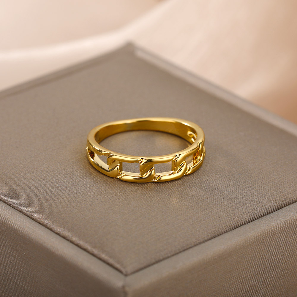 Simple Chain Rings For Women Men Gold Silver Color... – Grandado