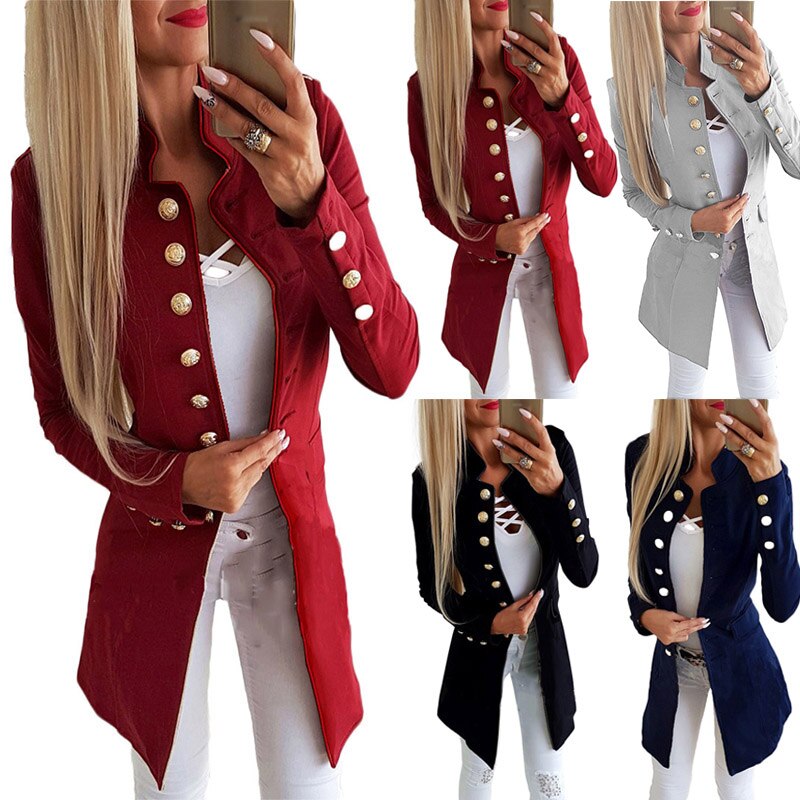 Women Ladies Casual Single-breasted Formal Long Bl... – Vicedeal