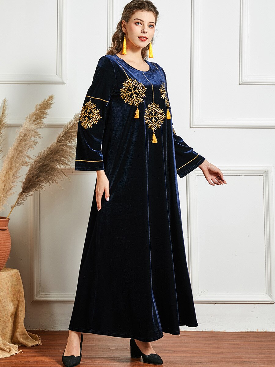 Muslim Arabic Embroidery Velvet Pakistani Turkey D... – Grandado