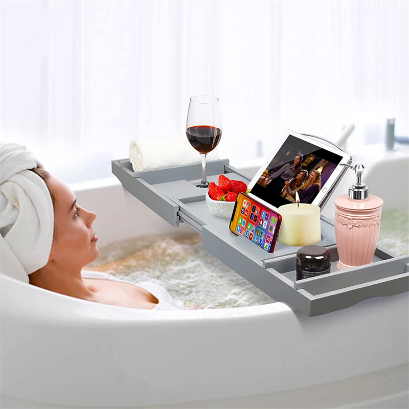 Bathtub Tray Caddy Tray Bamboo Spa Bathtub Caddy O... – Grandado
