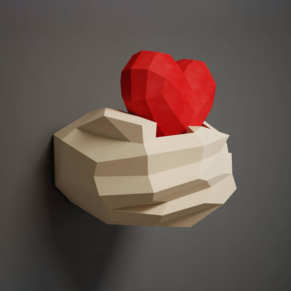 Valentines Day DIY Paper Craft Holding Heart 3D Pa... – Grandado