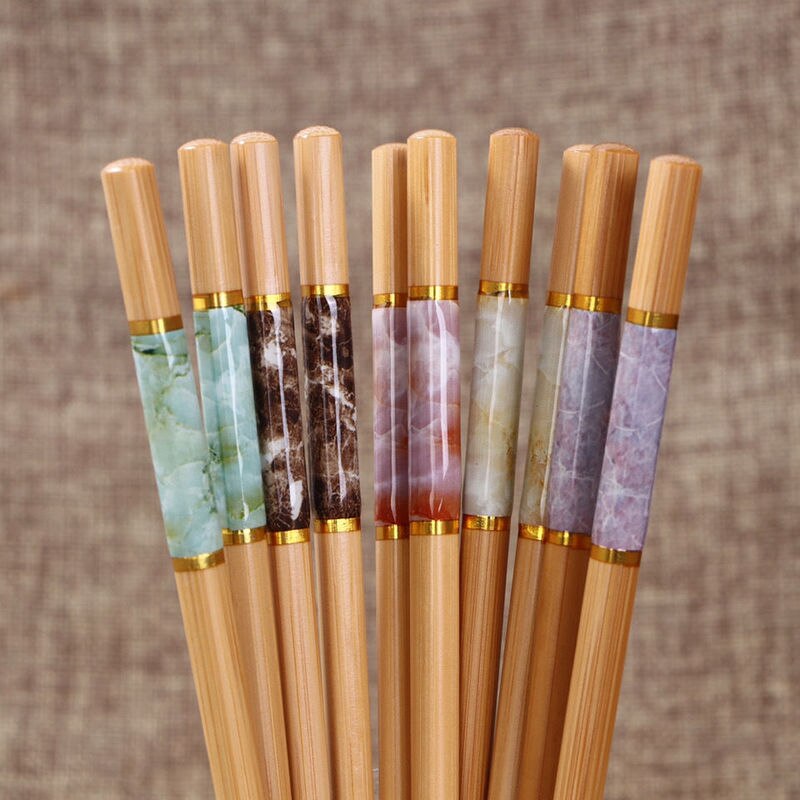 5 Pairs Chopsticks Set Marbling Anti-skid Chinese ... – Vicedeal