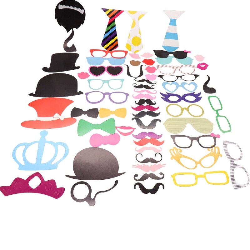 60Pcs Photo Booth Props Party Maskers Hoed Snor Li... – Vicedeal