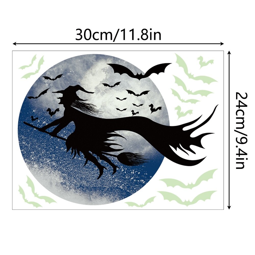 Halloween Night Witch Planet Luminous Wall Sticker... – Grandado