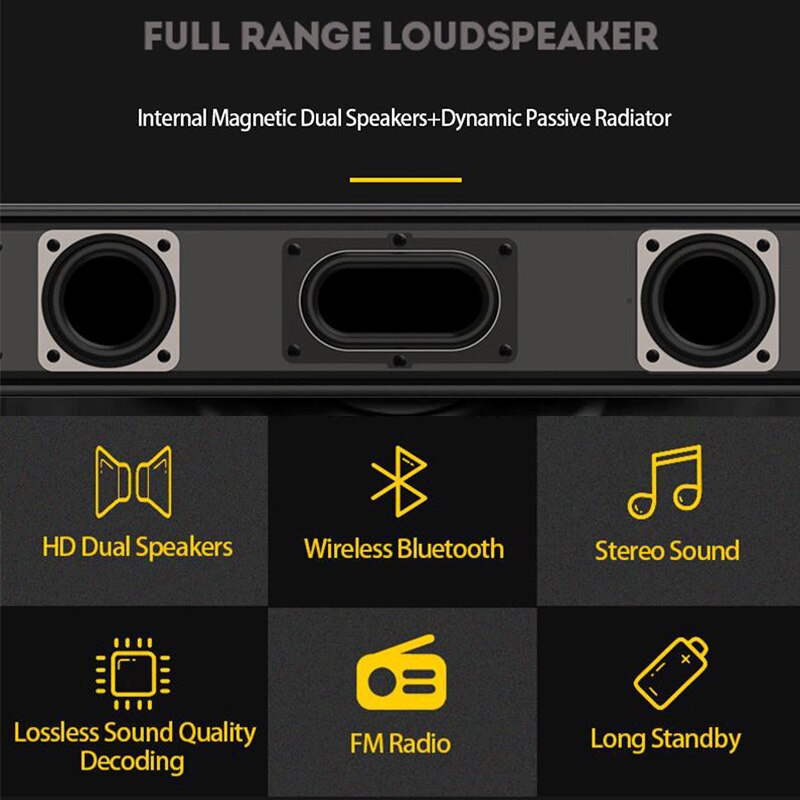 20W Bluetooth 5.0 FM Soundbar Wireless Speaker Hom... – Grandado