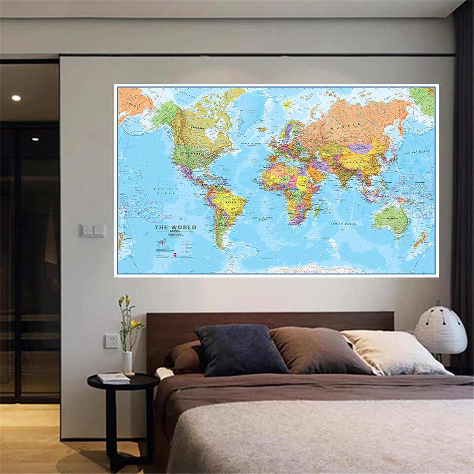 150*100cm The World Map Detailed Poster Non-woven ... – Grandado