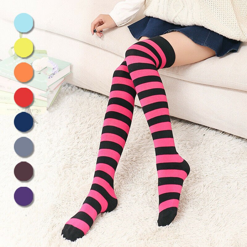 Women Girl Striped Thigh High Stockings Plus Size ... – Grandado