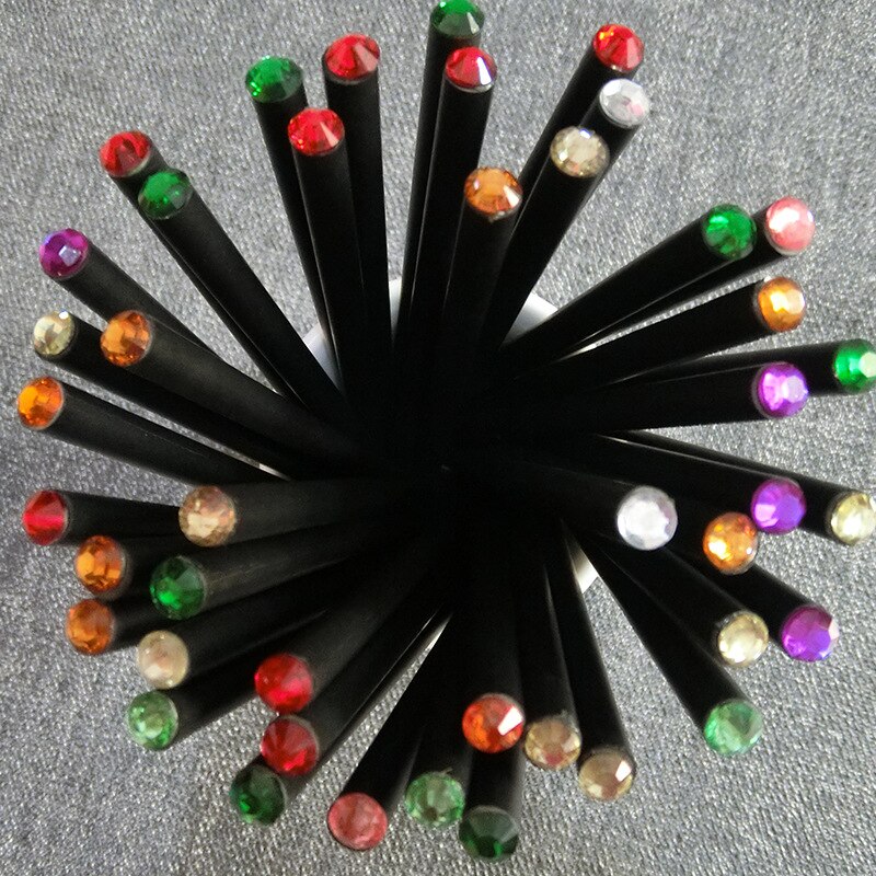 12PCS black wood pencils HB diamond color pencil d... – Grandado