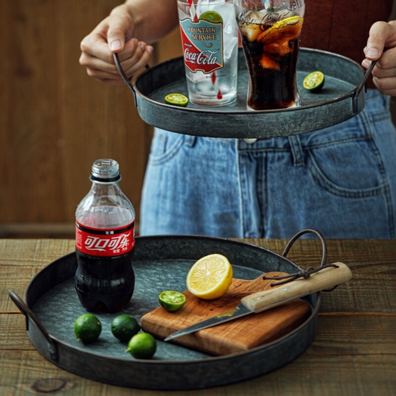 European Retro Round Iron Plate with Handle Handcr... – Grandado