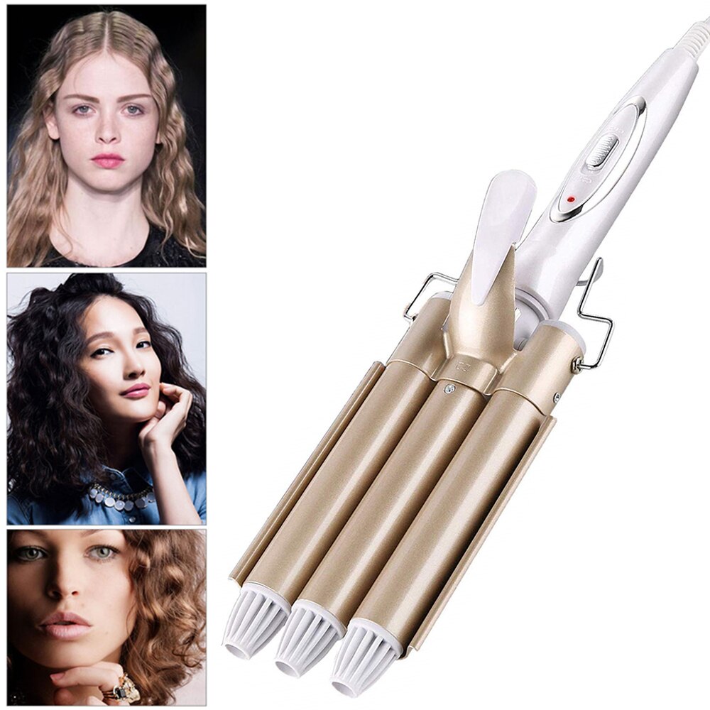 Ceramic Hair Curler Triple Curling Iron Beach Wave... – Grandado