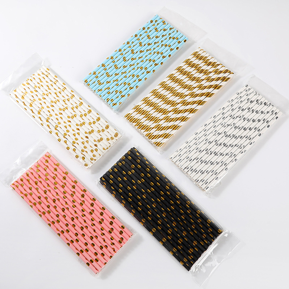 25 Pieces/pack of Disposable Straw Dot Paper Straw... – Grandado