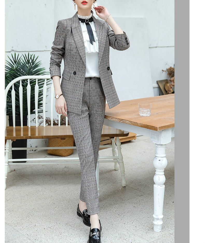 women's suits Autumn and winter double-breasted sl... – Grandado