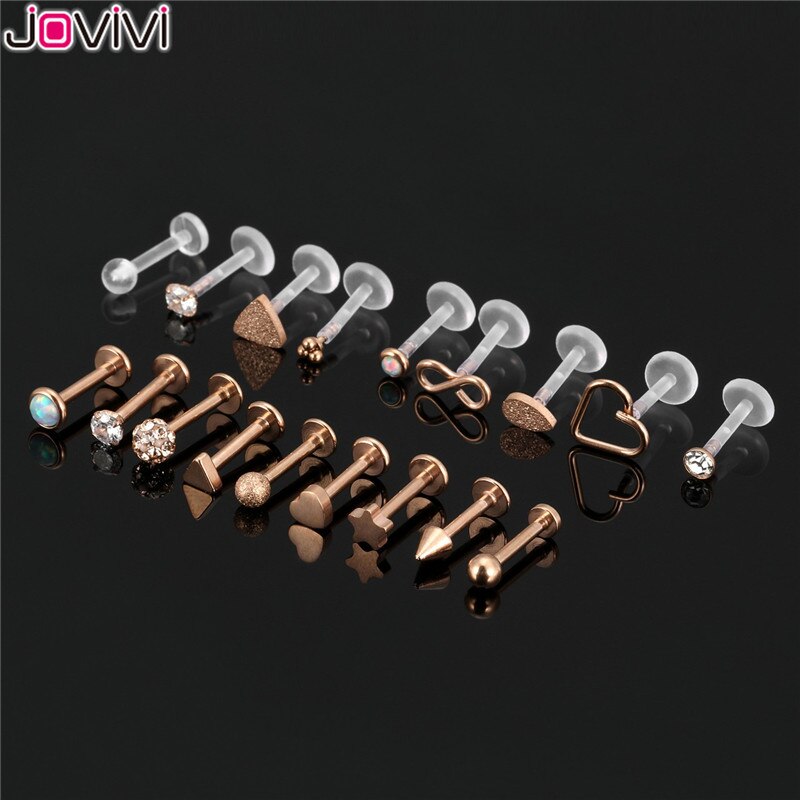 Jovivi 18 Pcs Rvs Acryl Labret Monroe Lip Ring Oor... – Grandado