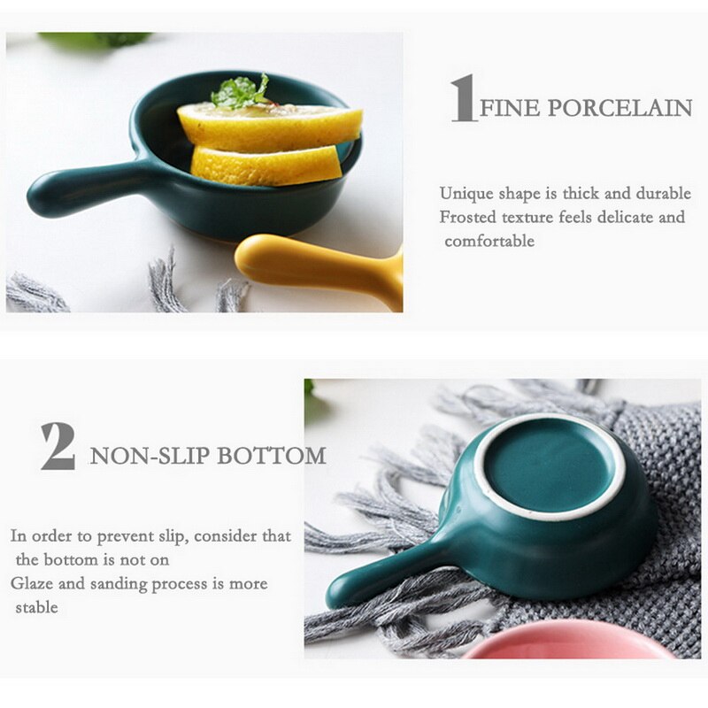 Nordic Ceramic Salad Bowl With Handle Breakfast Ce... – Grandado