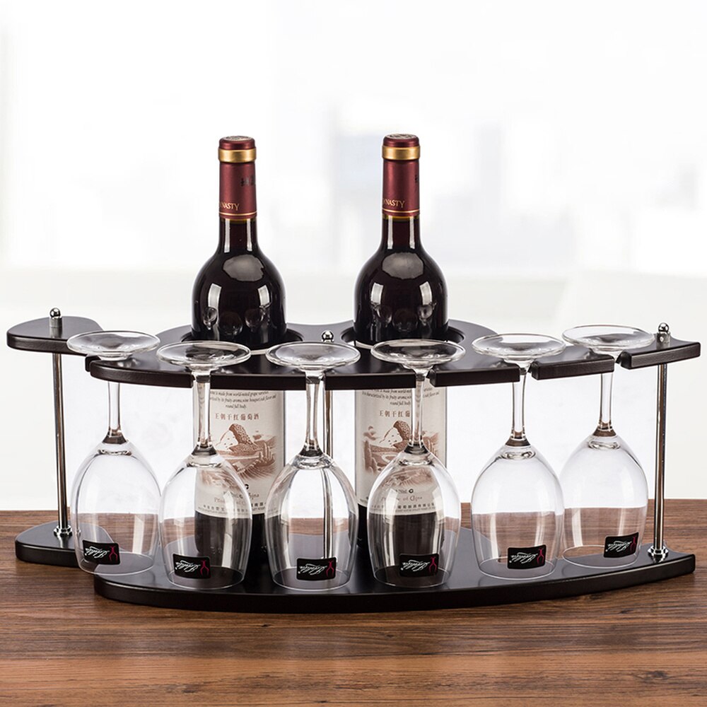 Wooden wine rack wine glass holder European upside... – Vicedeal