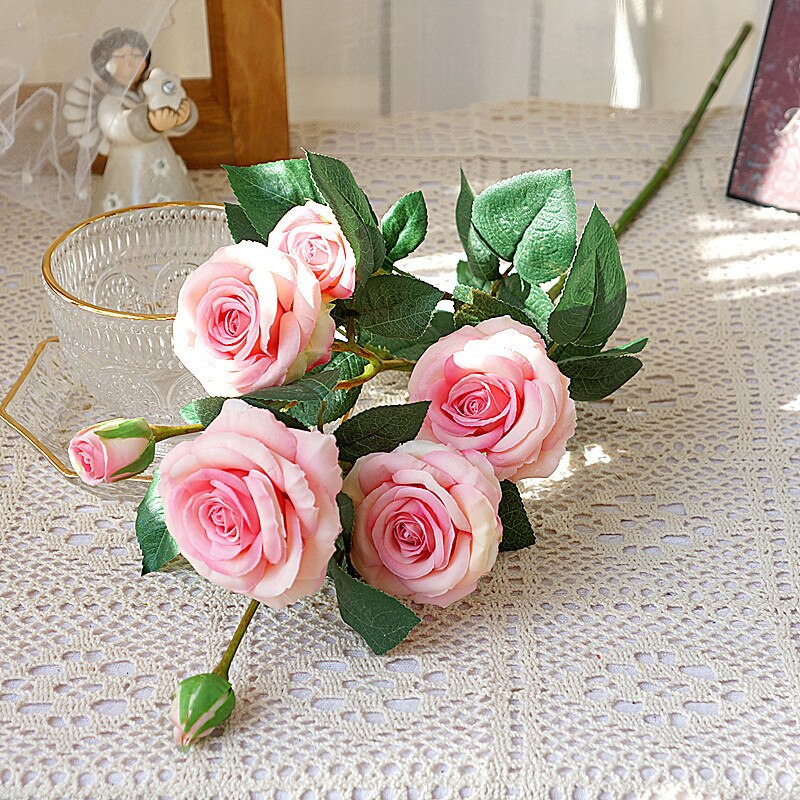 7Heads Effie roses long branch with leaf decorativ... – Grandado