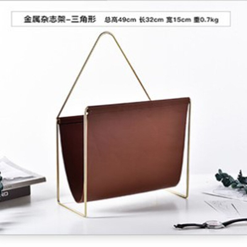 Nordic Metal Leather Magazine Rack Iron Home Decor... – Grandado
