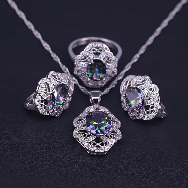 many colors silver color jewelry set for women rai... – Grandado