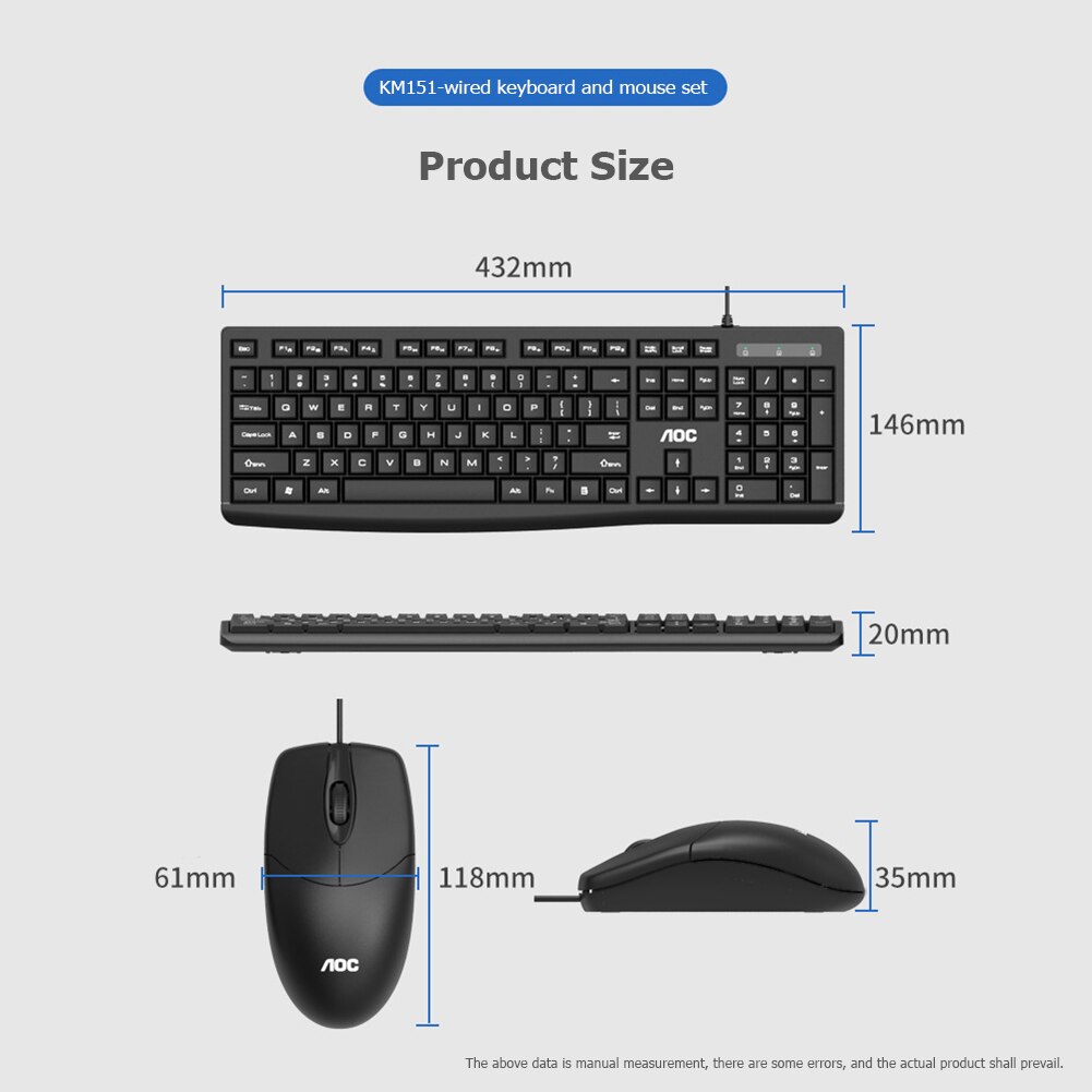 KM131/151 USB Wired 104 Keys Keyboard 3 Buttons La... – Vicedeal