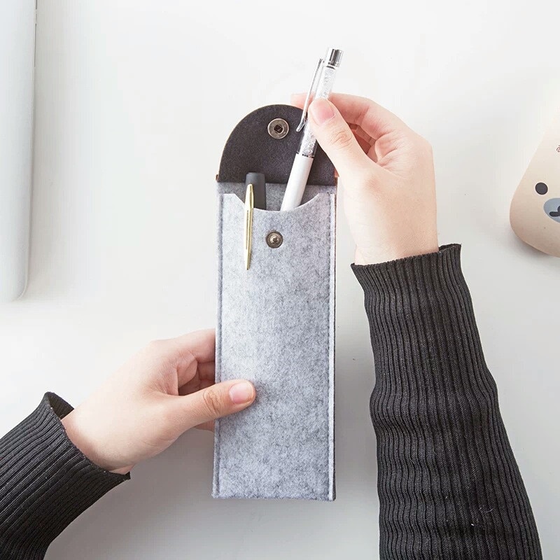 Simple Felt Pencil case Solid Color School Supplie... – Grandado