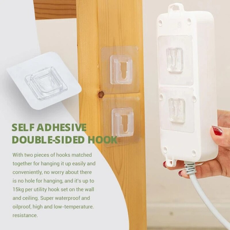 1 Pair Double Sided Adhesive Wall Hook Paste Plug ... – Grandado