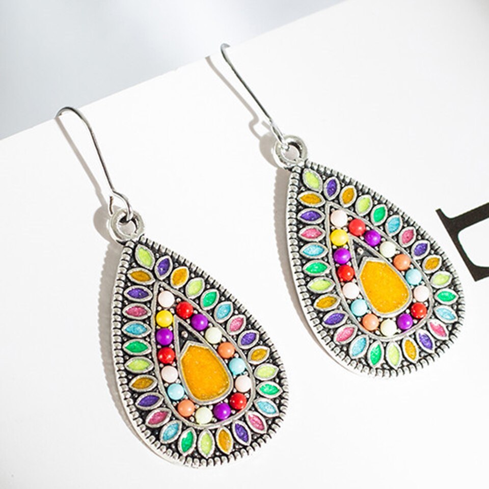 Big water earrings indian jewelry suit Ethnic colo... – Grandado