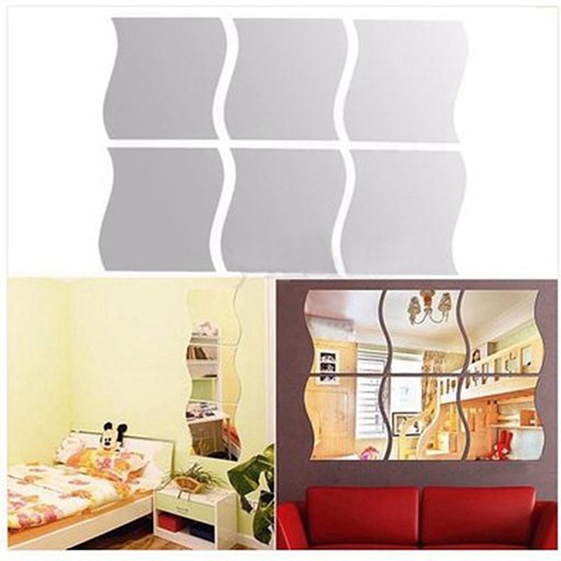 6Pcs Spiegel Muur Stijl Vierkante Sticker Met Patr... – Grandado