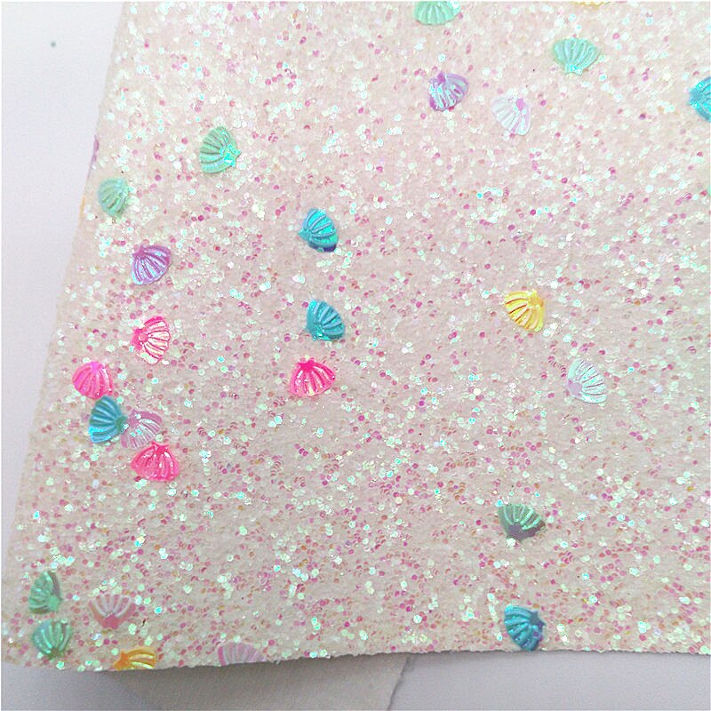 Seashells Chunky Glitter Leather White Stars Glitt... – Grandado