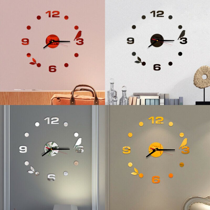 Modern DIY 3D Large Number Wall Clock Mirror Big N... – Vicedeal
