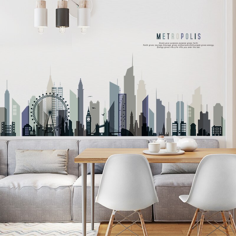 Modern City Wall Sticker Big Size Vsco Girl Boy Te... – Grandado