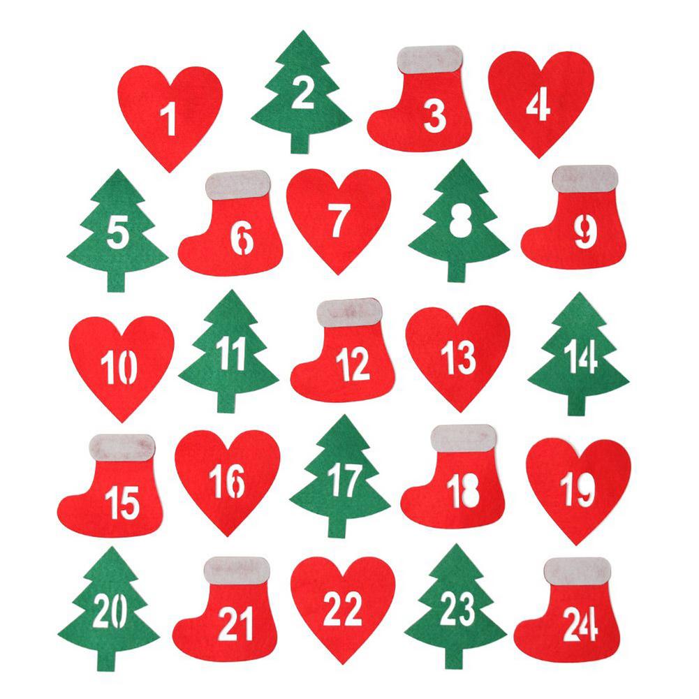 24 Number Felt Countdown Calendar Sticker Merry Ch... – Grandado
