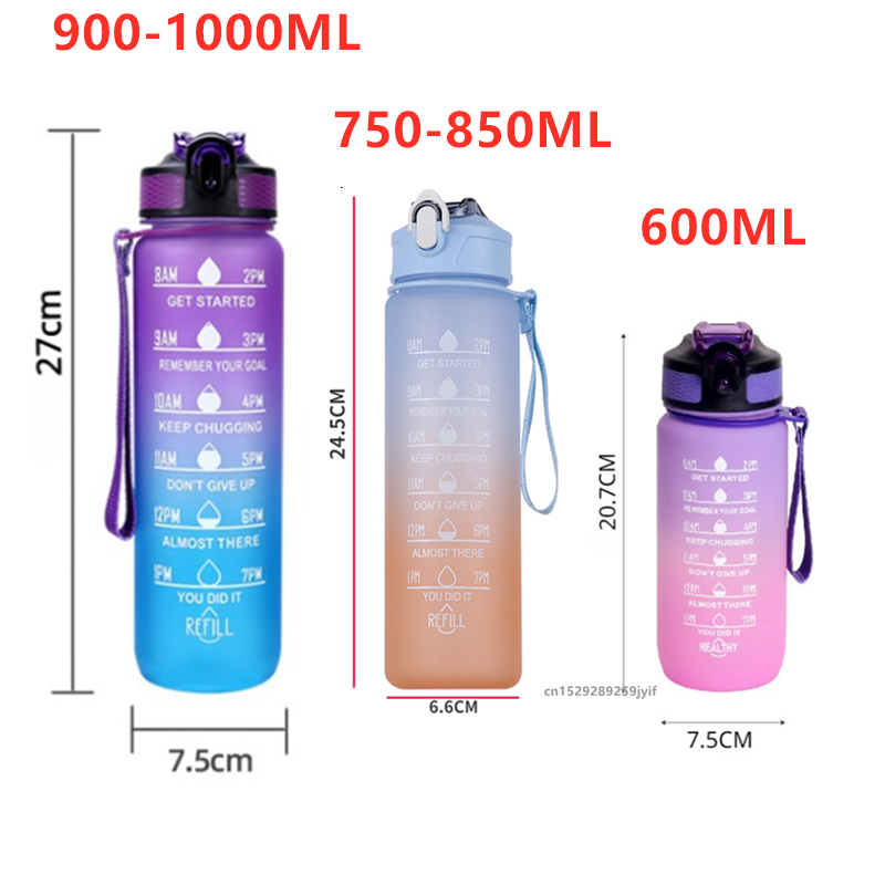 600 ML/750 ML/1000 ML Sport Waterfles Gradiëntkleu... – Vicedeal