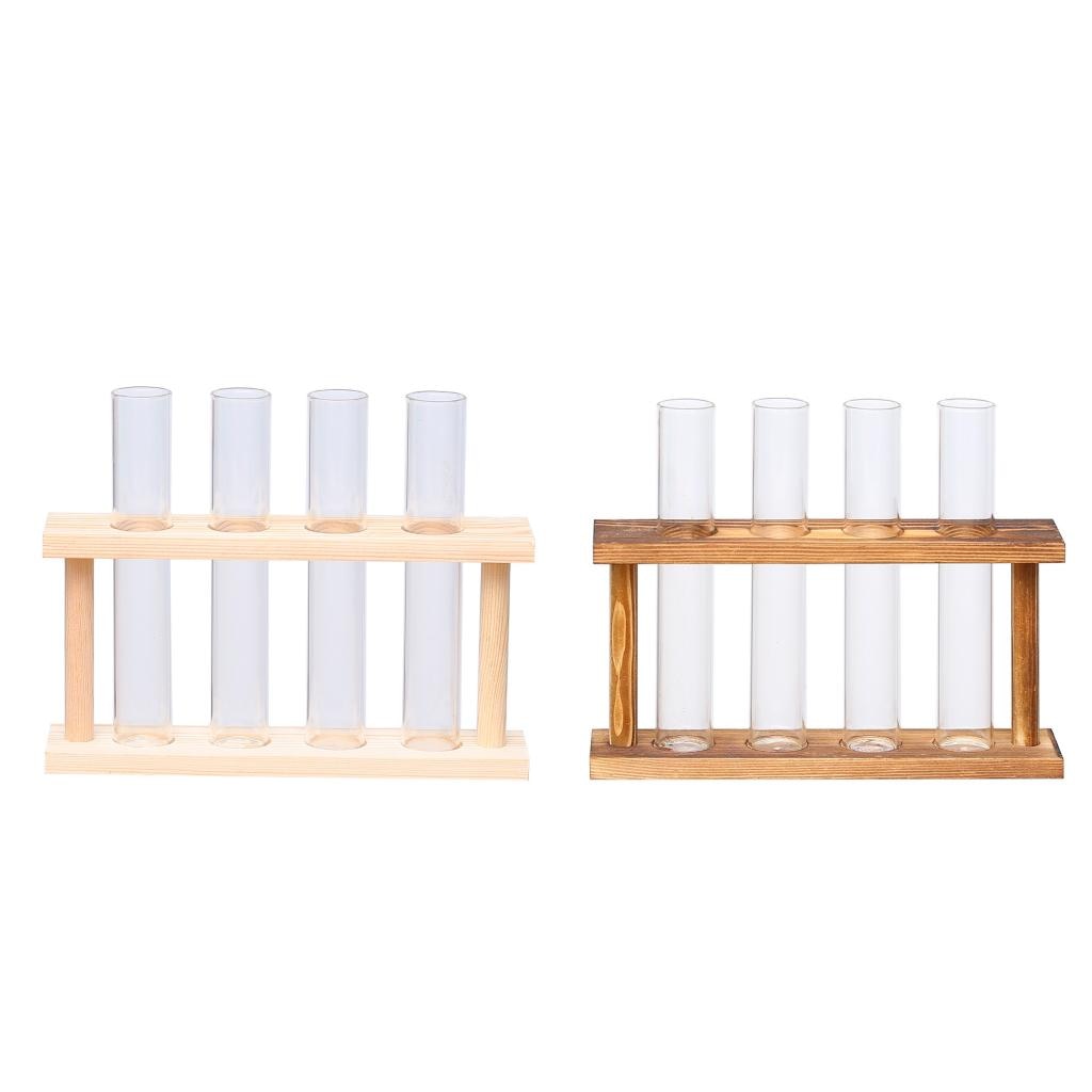 Crystal Glass Test Tube Vase in Wooden Stand Flowe... – Grandado