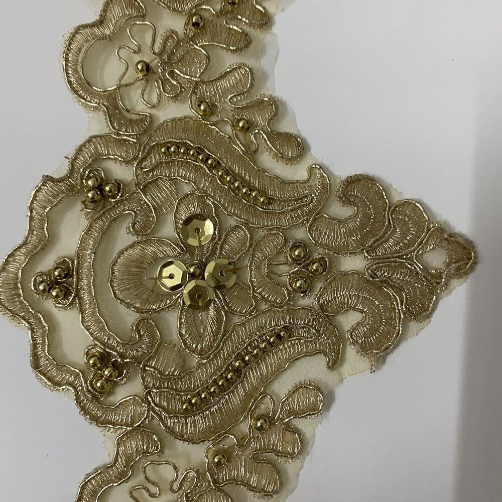 1Yard Gold Cording Fabric Flower Venise Venice Seq... – Vicedeal