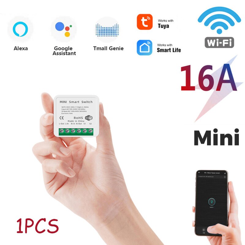 16A Mini WiFi Smart Switch Led Light Smart Life Pu... – Grandado